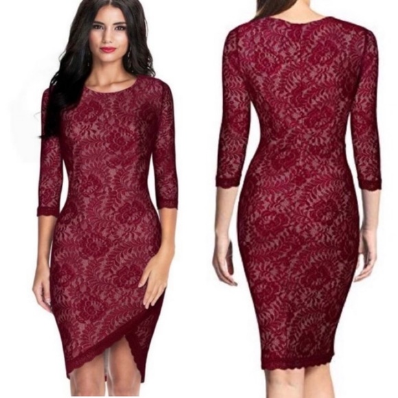 Miusol | Dresses | Miusol Blood Red Lace Bodycon Dress | Poshmark